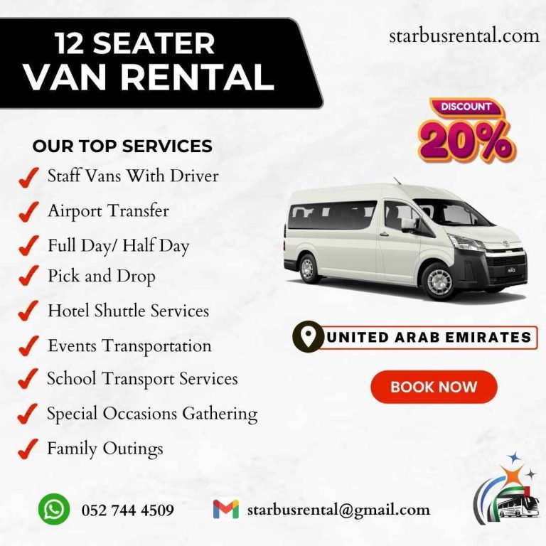 12 Seater Van Rental Dubai with Driver at Affordable Rates