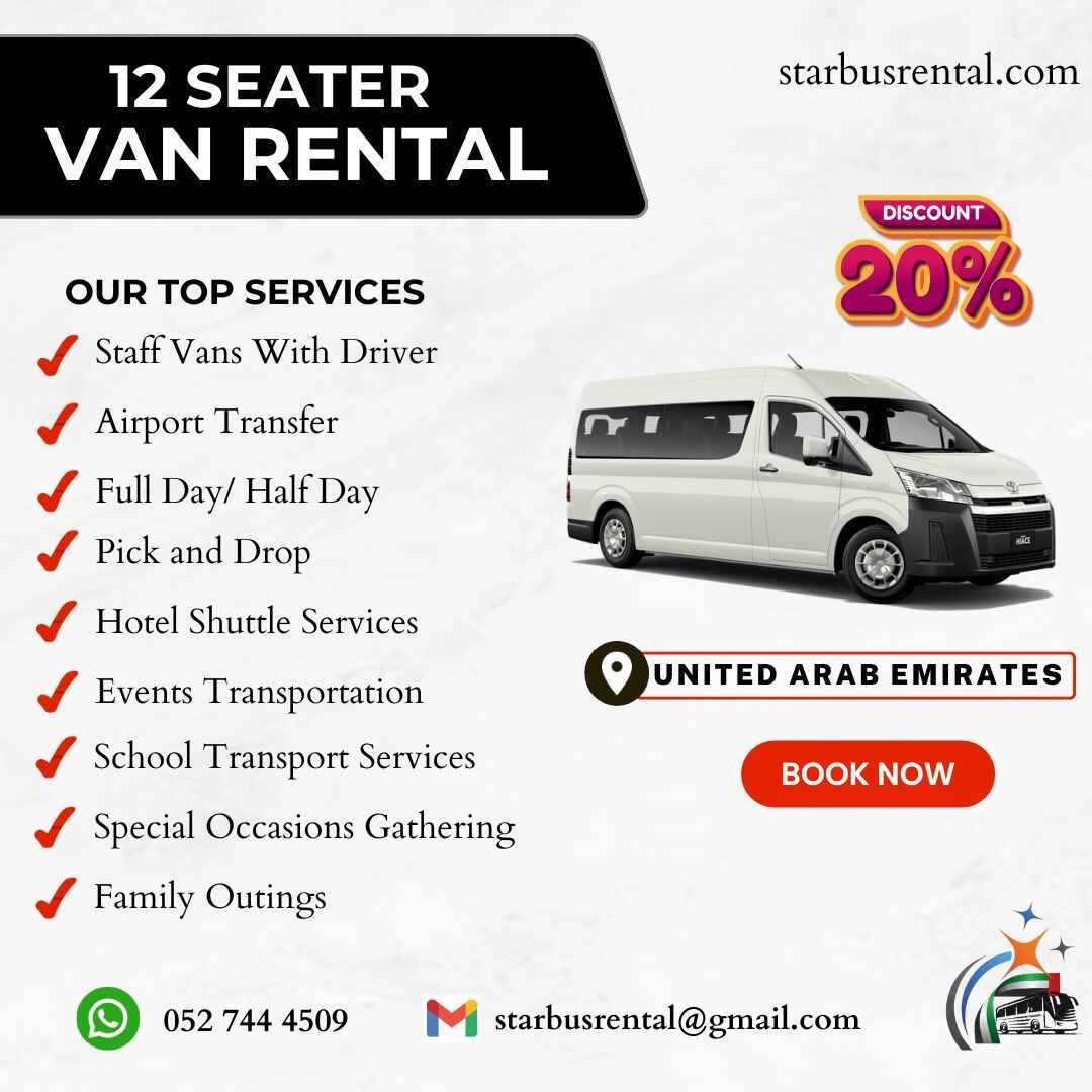 12 Seater Van Rental Dubai with Driver at Affordable Rates