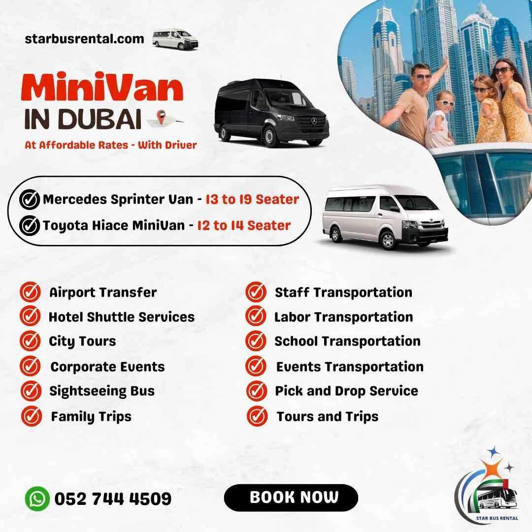 Minivan Rental in Dubai – 7 to 14 Seater Vans with Driver